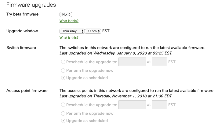 Solved: AUTOMATIC Firmware Upgrade? - The Meraki Community