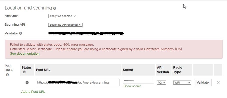 Solved: Location Scanning API - Untrusted Server Certificate - The ...