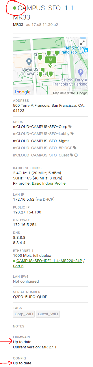 MR36 AP LED stays green - The Meraki Community