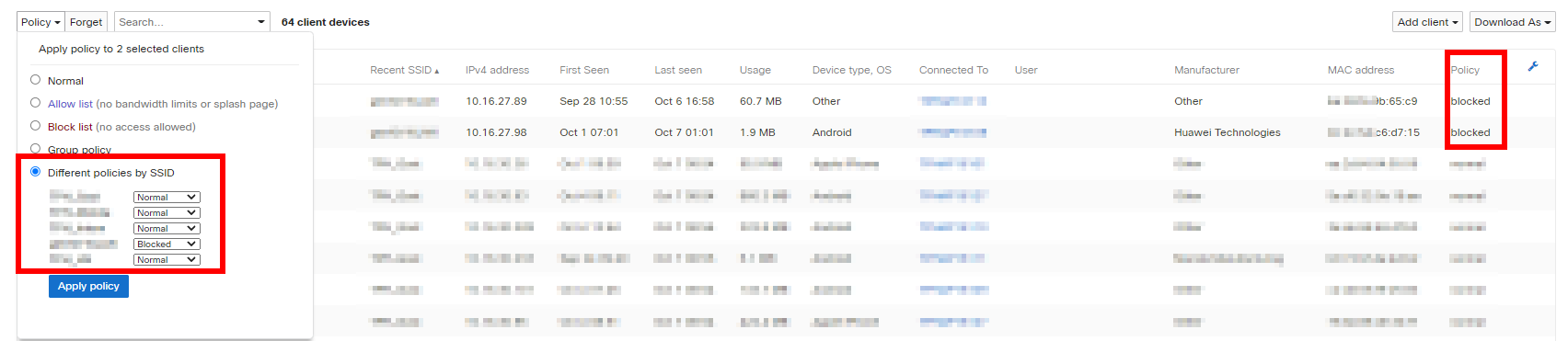 Solved: Blocking device for single SSID - The Meraki Community
