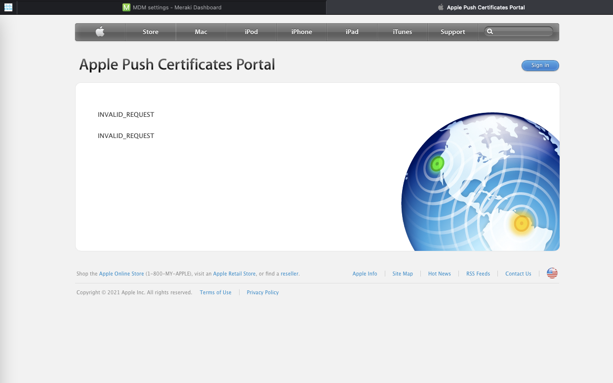 2022-03-16: Apple's APNS Portal appears broken - The Meraki Community