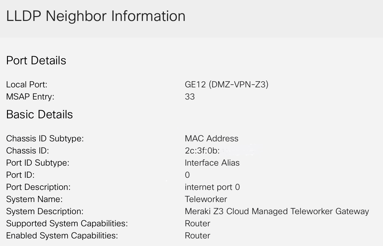 Solved: Does Meraki Z3 Support LLDP? - The Meraki Community