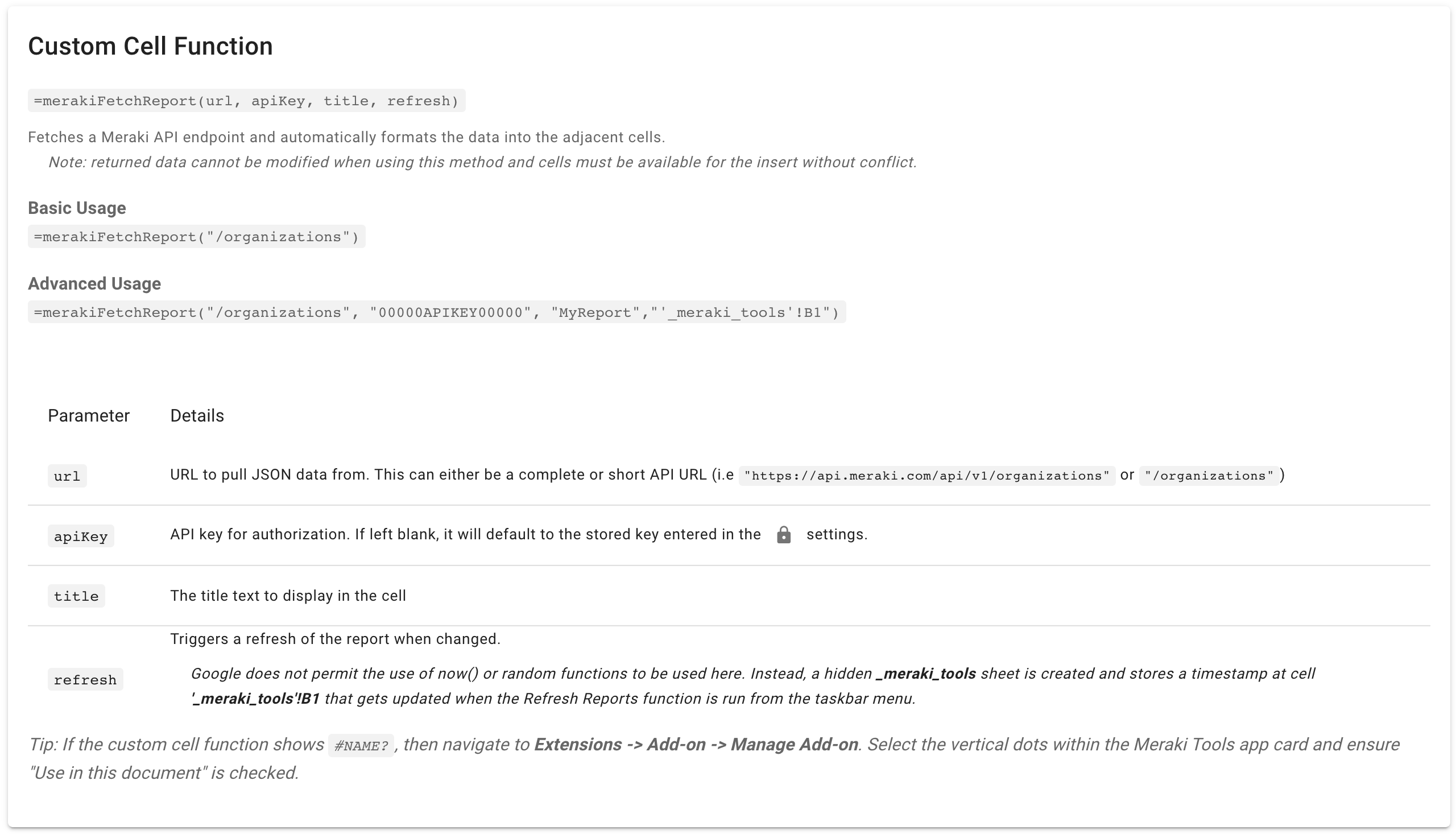 Meraki Tools add-on for Google Sheets - Updated! - The Meraki Community