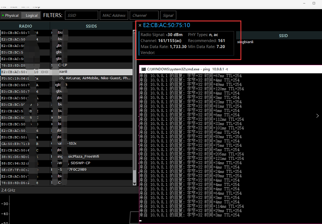 The connection to the wireless ping gateway has high delay, jitter is ...
