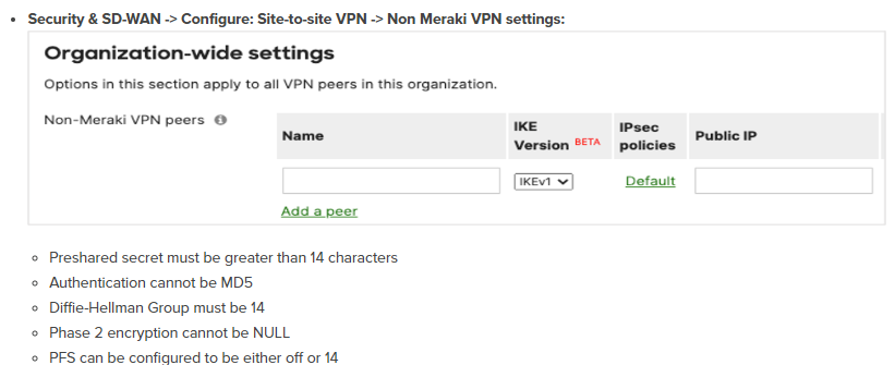 Solved: Meraki MX68W and Sonicwall VPN issue - The Meraki Community