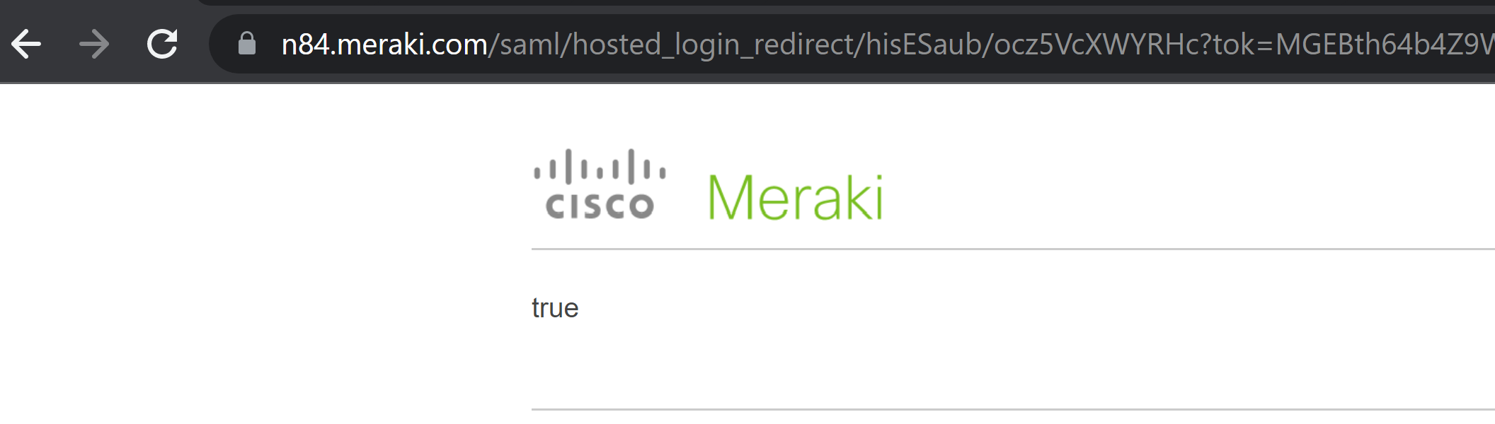 Solved Azure Sso Issues Sign In Redirect Just Says True The Meraki Community