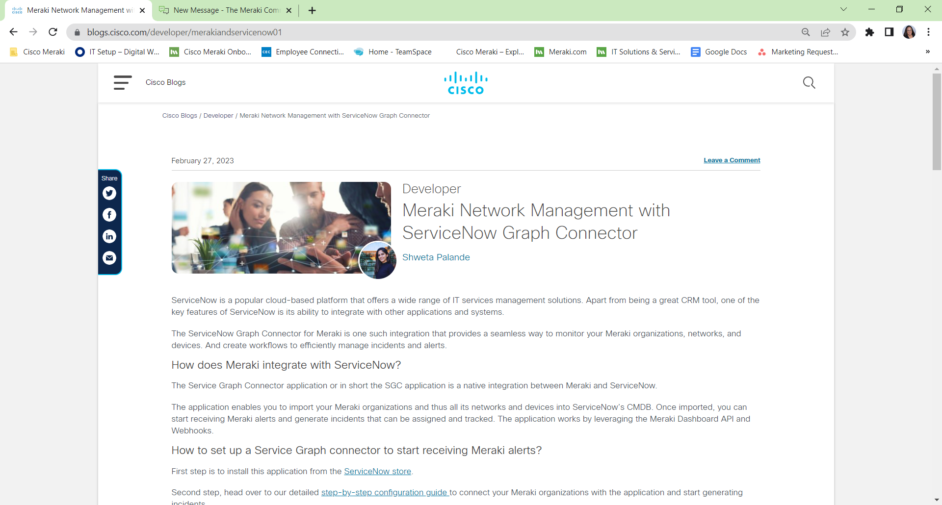️ Blog Alert: Meraki Network Management with ServiceNow Graph Connector ...