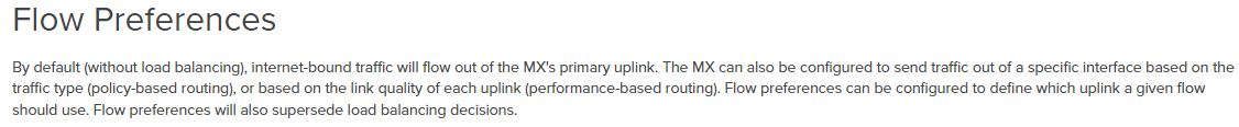 MX Flow Preferences - Confirmation of functionality - The Meraki Community
