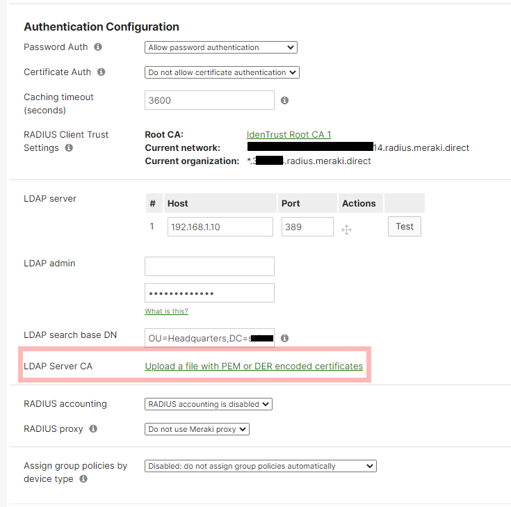 Could someone please explain to me this "LDAP Server CA" business in MR ...