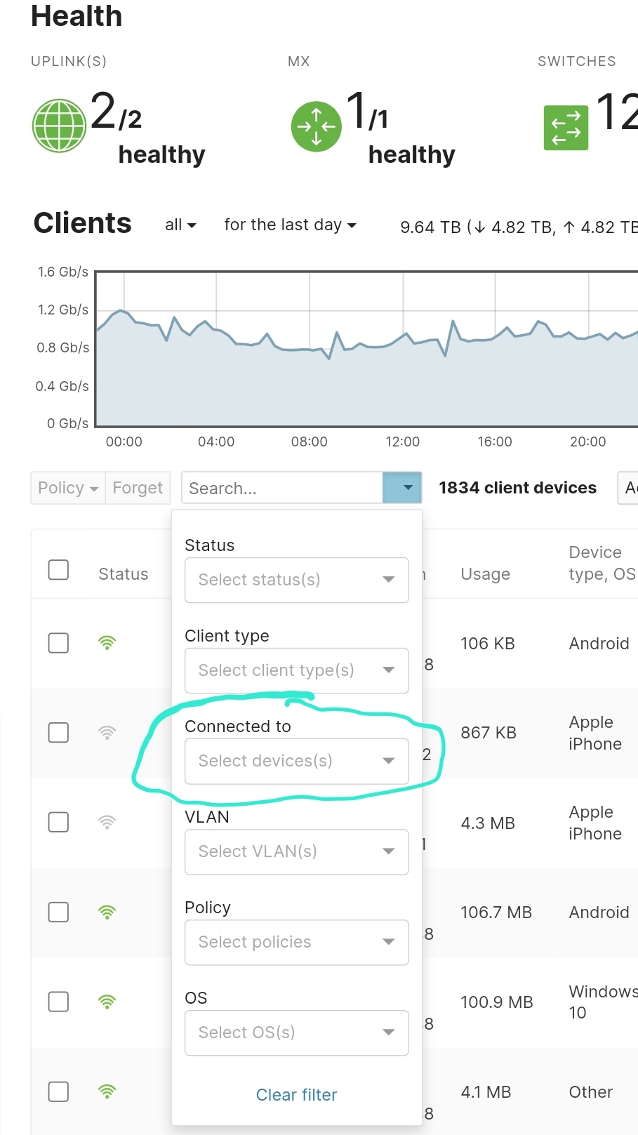 Viewing the clients connected to a switch - The Meraki Community