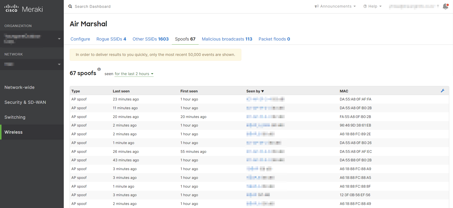 Air Marshal "AP spoof" interfering with SSID connections? - The Meraki Community