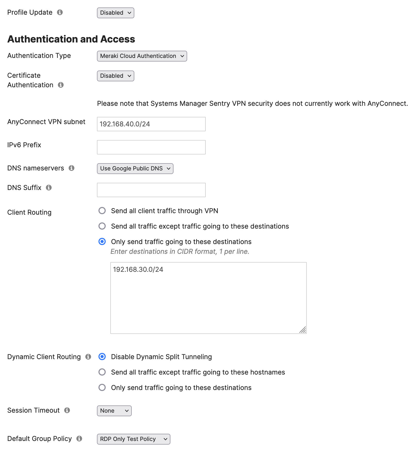 Re Anyconnect Rdp Only P The Meraki Community
