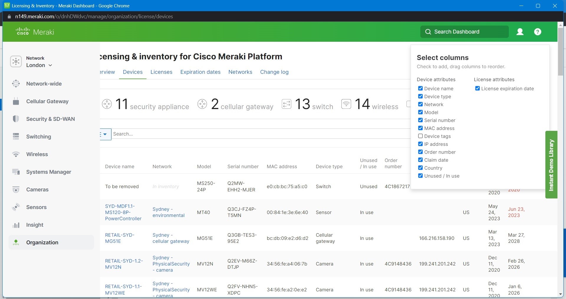 Download CSV file from inventory including tagnumber - The Meraki Community