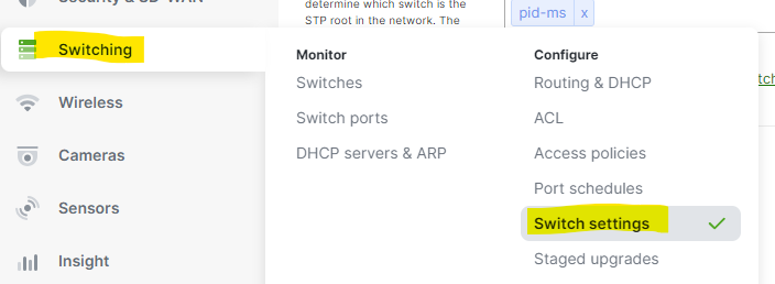 STP root bridge page for configuration - The Meraki Community