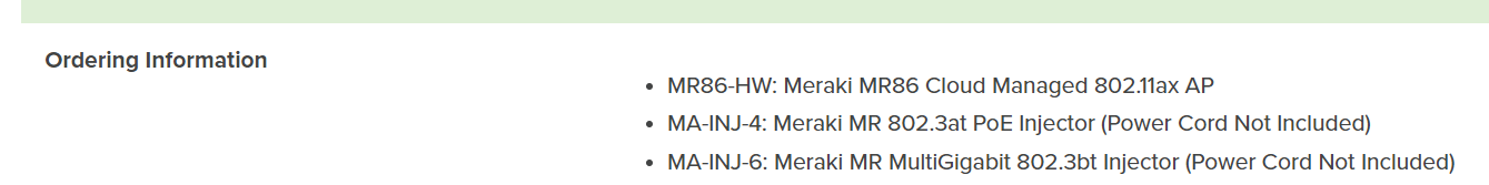 Solved: Media Converter/PoE injector for MR86 - The Meraki Community