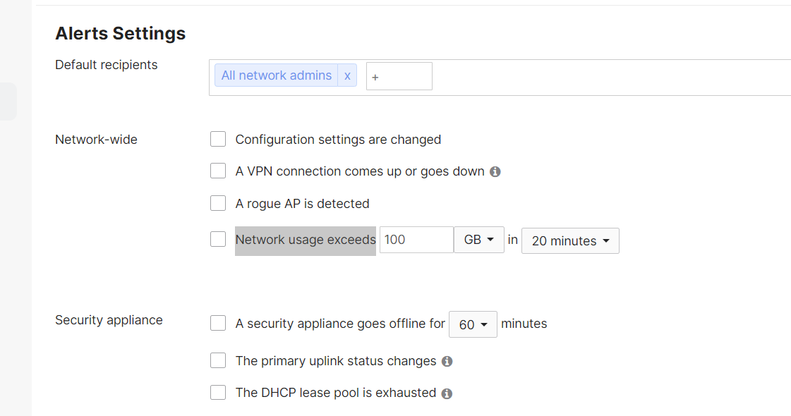 Create Alert When Traffic Wan Port Meraki Mx Reach 80 From The Bandwidth The Meraki Community