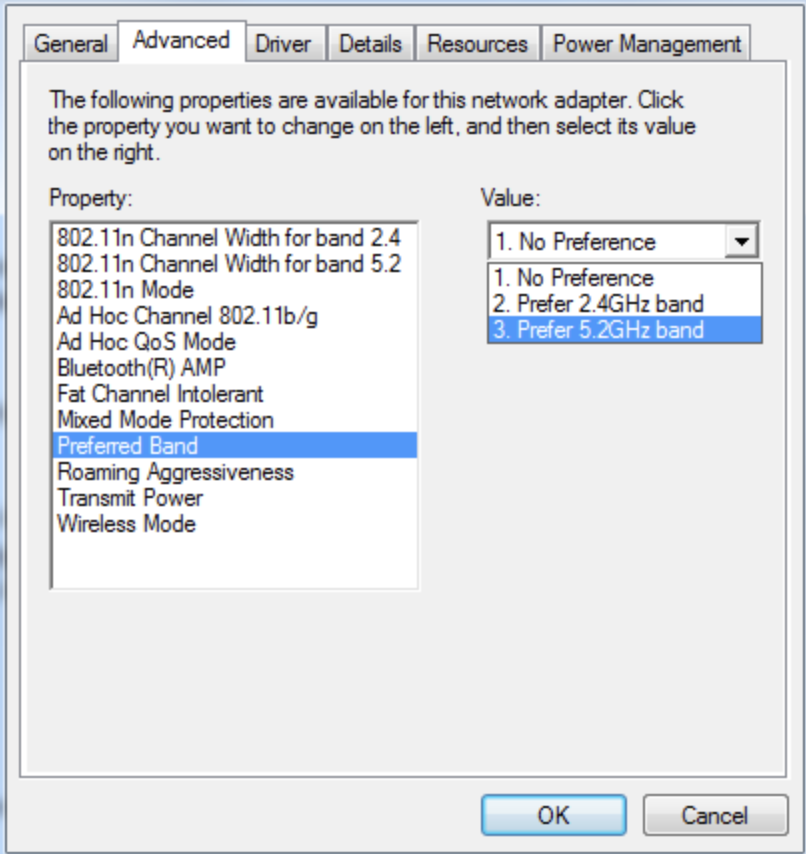 Changing Wireless Band preference to 5GHz on Windows - The Meraki Community