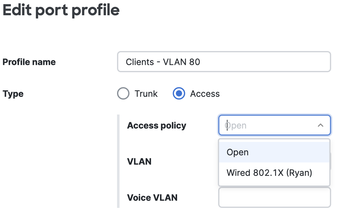 Solved: No Access Policies with switching port profiles? - The Meraki ...
