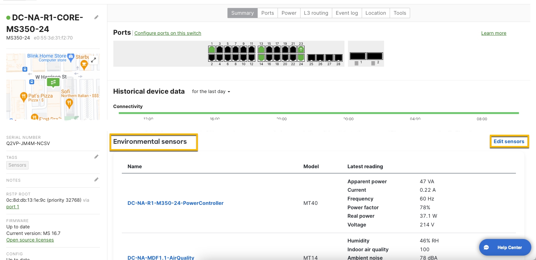 Sensor Data on the MS Summary Page - The Meraki Community