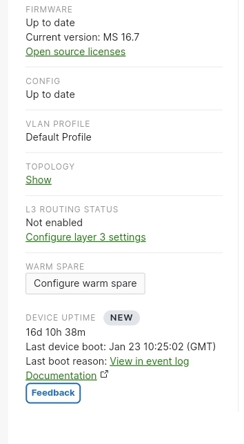 How to show uptime on meraki switch? - The Meraki Community