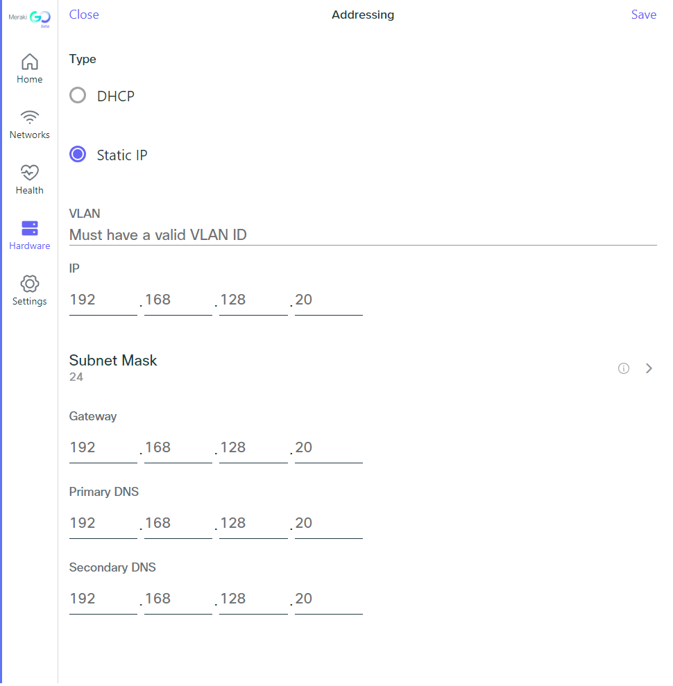 Optimum Static Ip Issue The Meraki Community 
