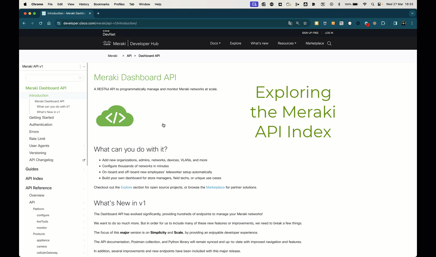API Index page - "Just show me all of your API operations and ...
