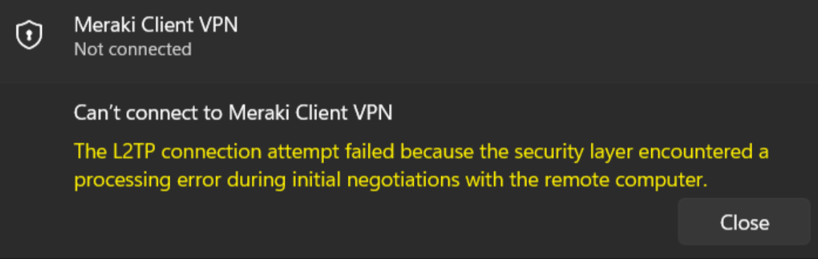 Meraki Client Vpn Is Not Working On Another Meraki Network Site The
