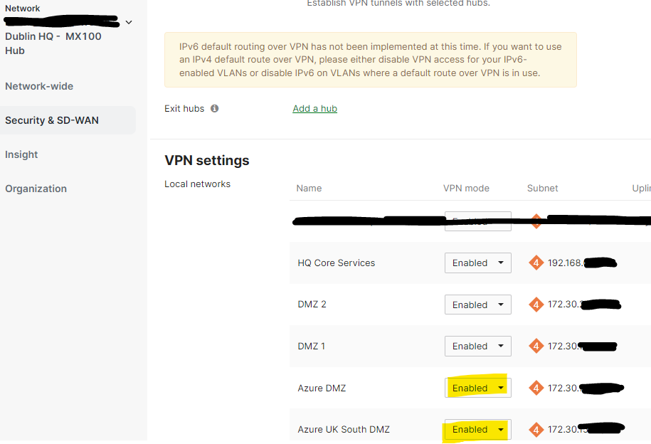 MX100 Hub migration to vMX's in Azure - The Meraki Community