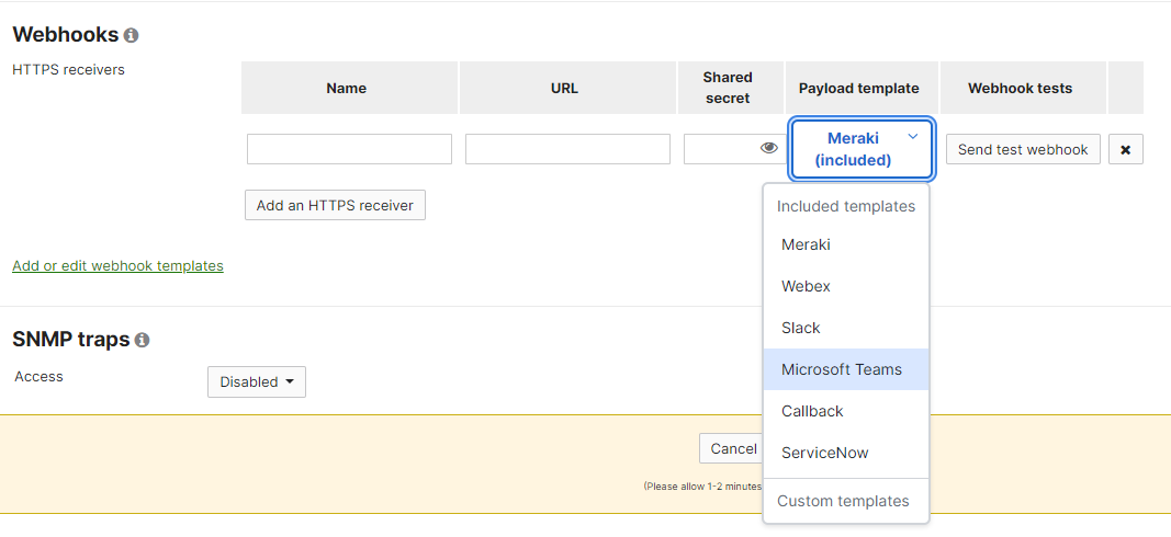 Webhook Template Editor - Selecting a Device - The Meraki Community