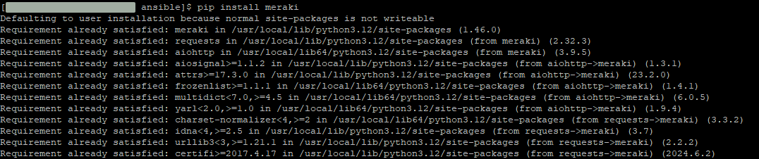 Solved: Ansible Script not working - Meraki SDK is not installed. Execute 'pip inst... - The ...