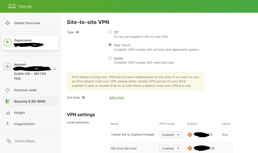 MX Hub routing - The Meraki Community