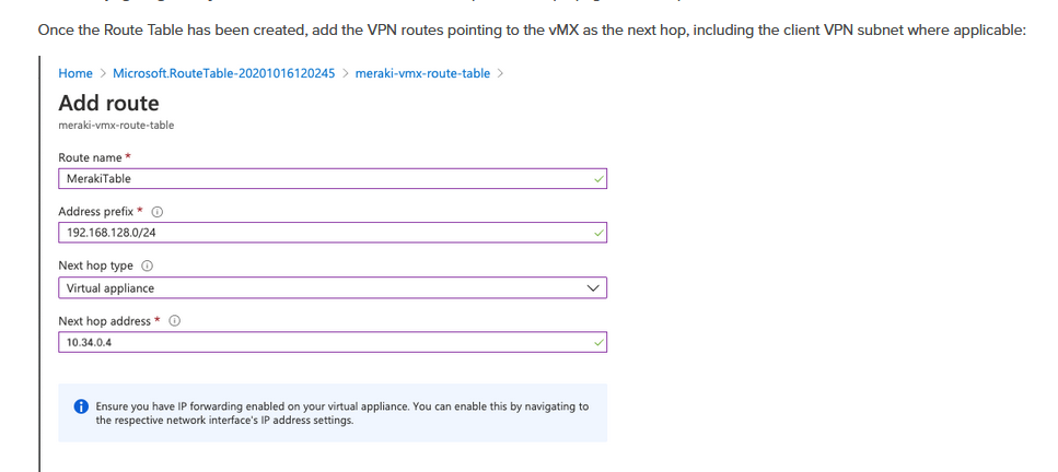 vMX VPN Concentrator with Azure initial setup - The Meraki Community