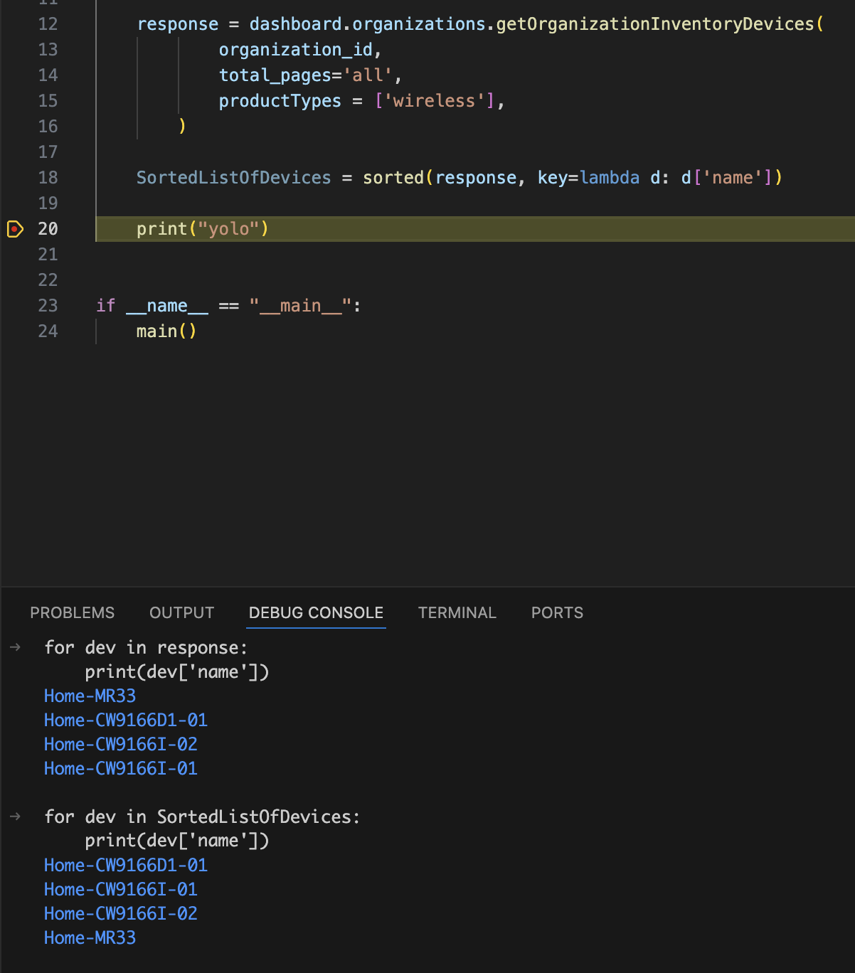 Solved: Print a sorted list of devices - The Meraki Community