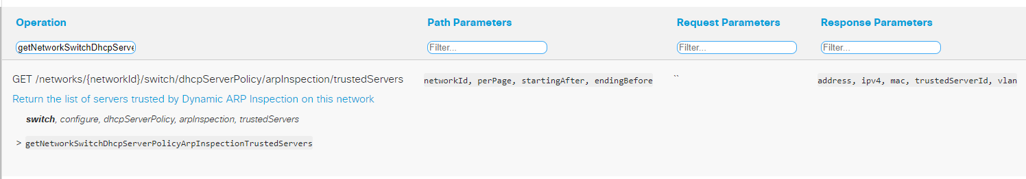 Solved: DAI Snooping entries & events via API ? - The Meraki Community
