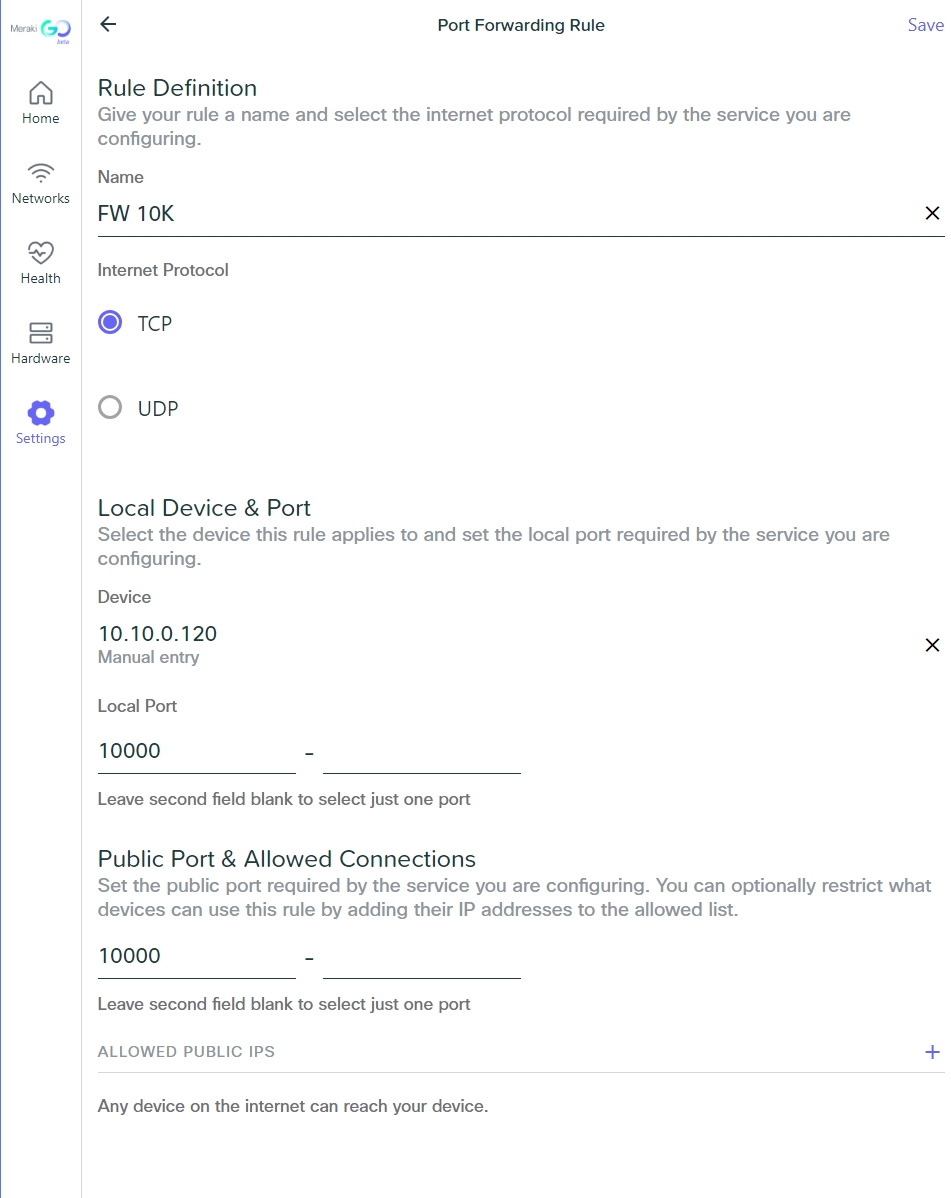 Port Forwarding In Meraki Go Firewall Not Working The Meraki Community