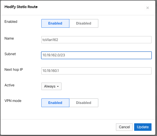 Solved Re Mx Updating Static Route To A 24 Subnet To Make It A 23