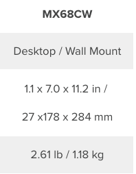 MX68CW-WW Weight and Dimension - The Meraki Community