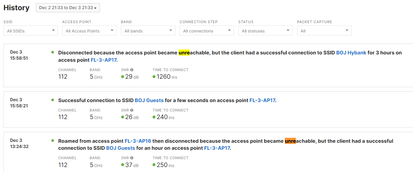 CW9162I disconnected because the access point became unreachable - The ...