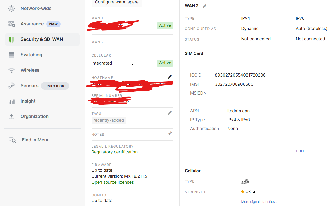 Sim card not detected on MX68 - The Meraki Community