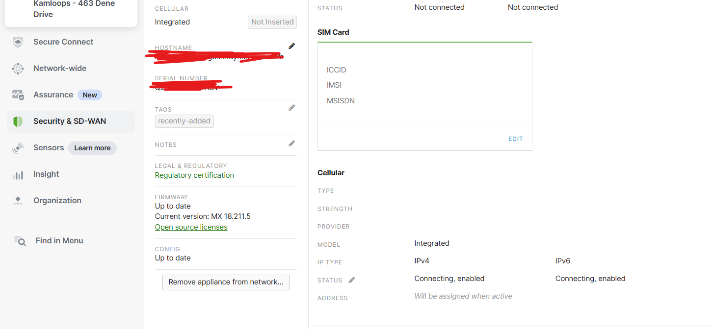 Sim card not detected on MX68 - The Meraki Community