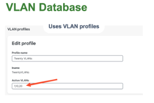 VLAN database management