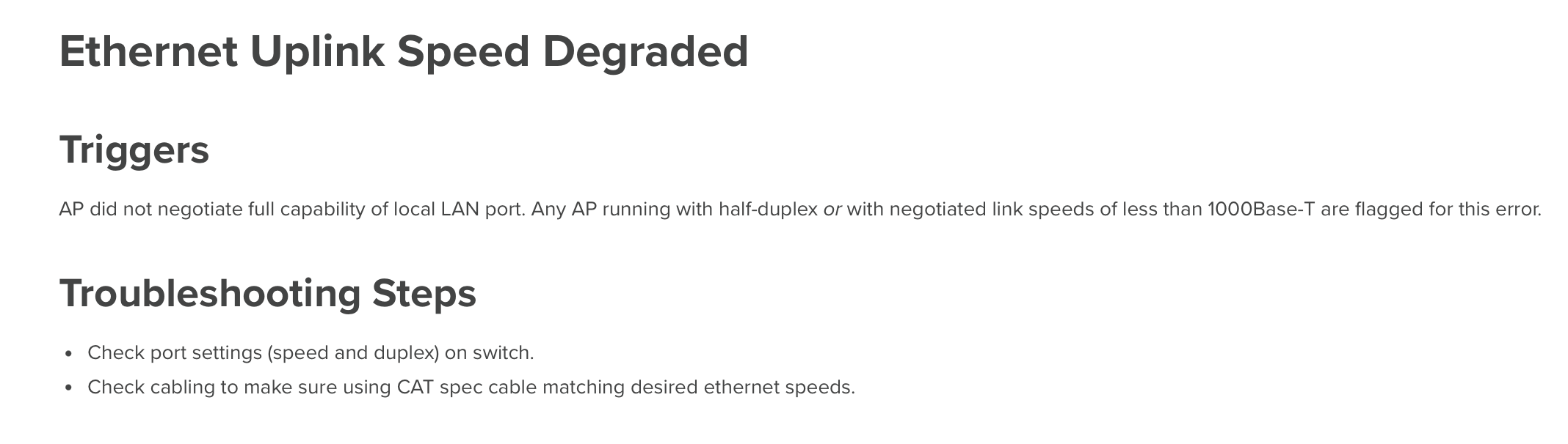 Re: Meraki Dashboard - Disable Ethernet uplink speed degraded alarm ...