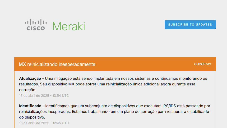 Solved: [Service Notice] Unexpected MX reboots - The Meraki Community