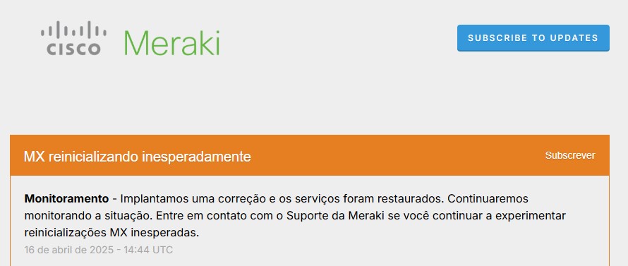 Solved: [Service Notice] Unexpected MX reboots - The Meraki Community