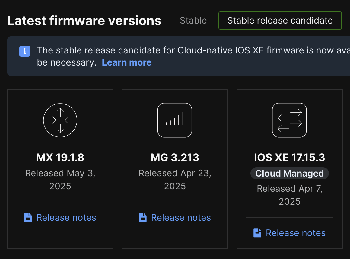 Firmware Update bug on dashboard - The Meraki Community