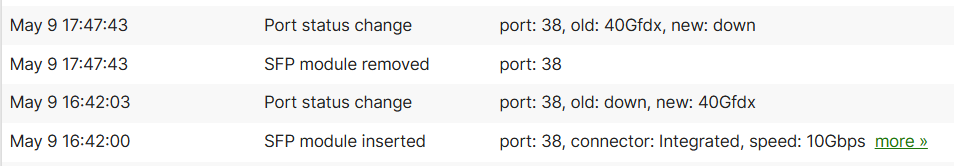 The stacking status shows 'up/down'. "Model MS410-32" - "version 17.2.1 ...