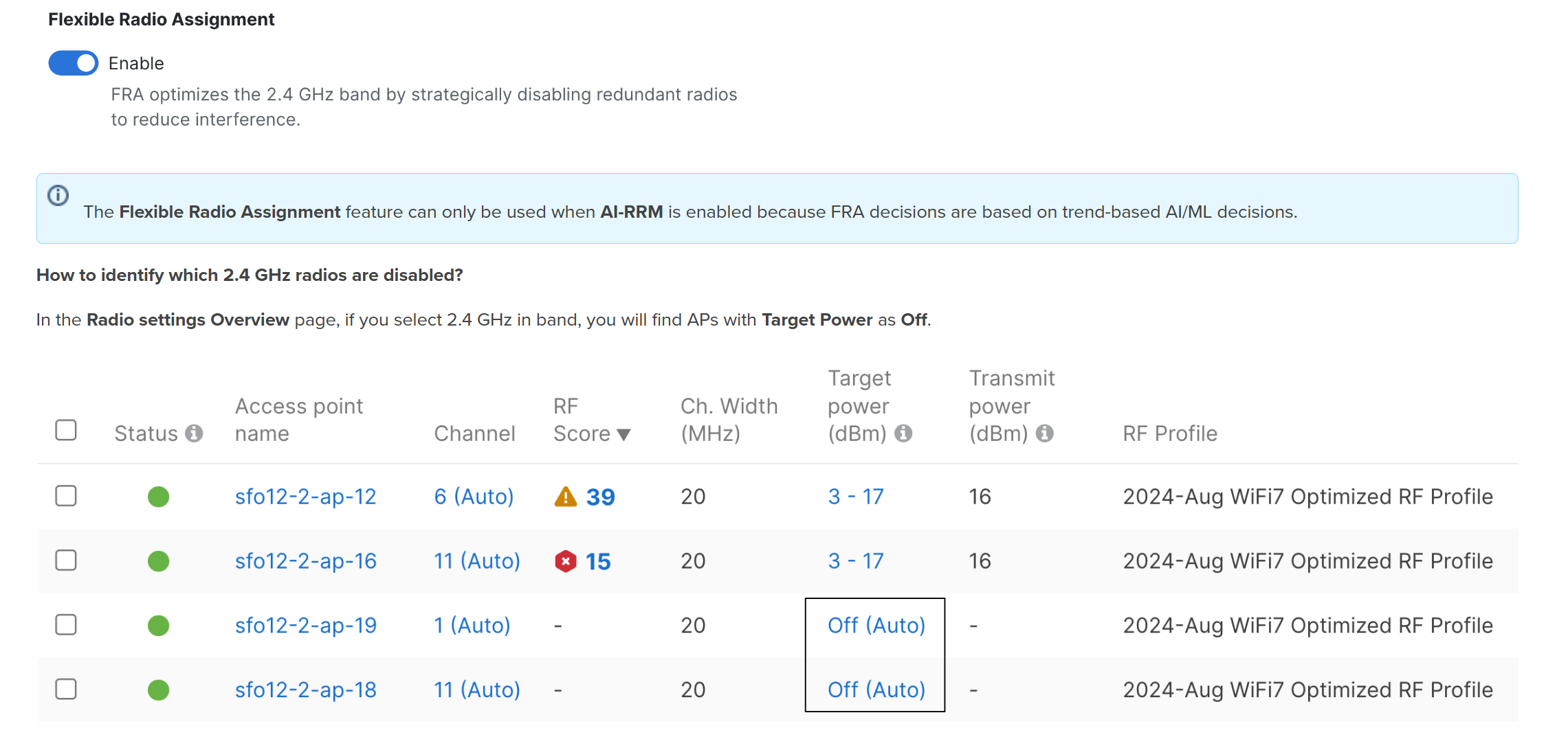 Re: AI options in the Radio settings - The Meraki Community
