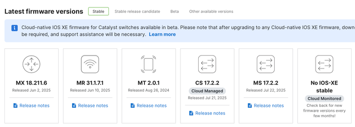 General Question on Meraki Switches MS255 and MS355 series Firmware ...