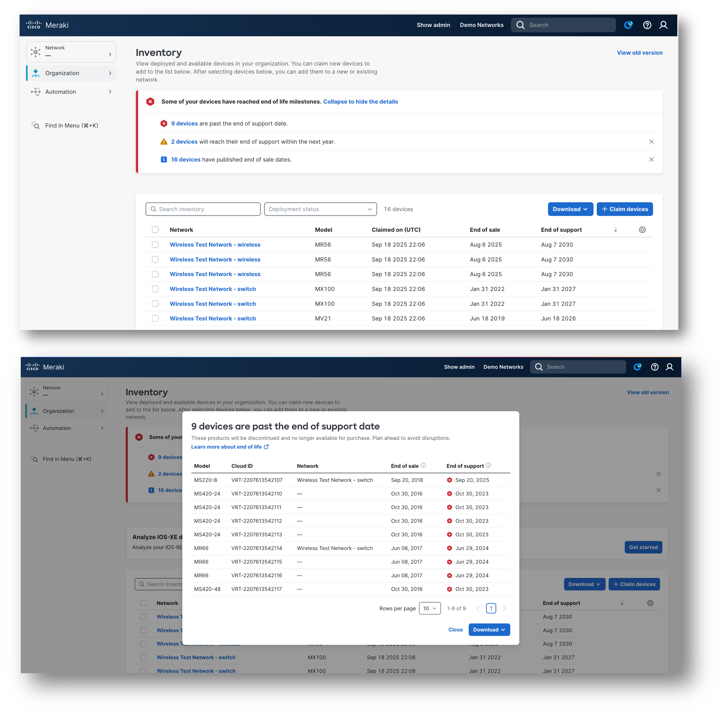 Device End-of-Life (EoL) Visibility now available in the Meraki Dashboard!