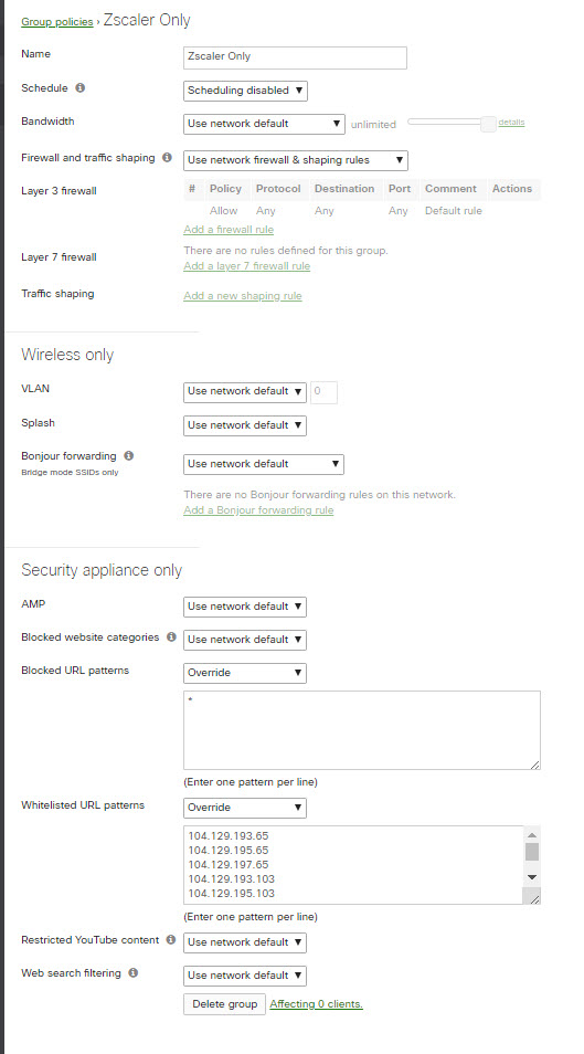 Solved: Group Policy Blocked URL pattern with Whitelisted IP Addresses - The Meraki Community